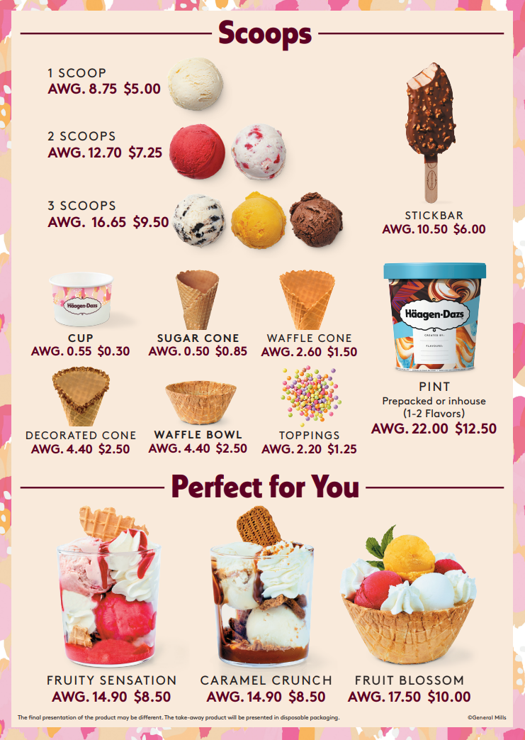 Menu – HaagenDazs aruba