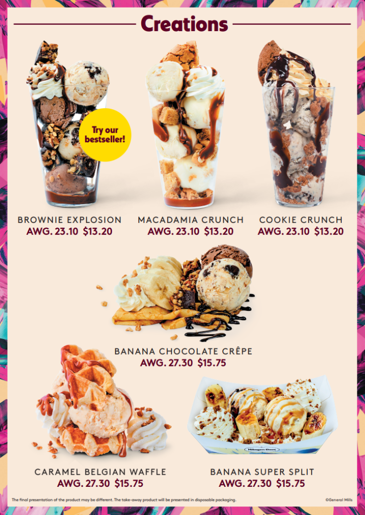 Menu – HaagenDazs aruba